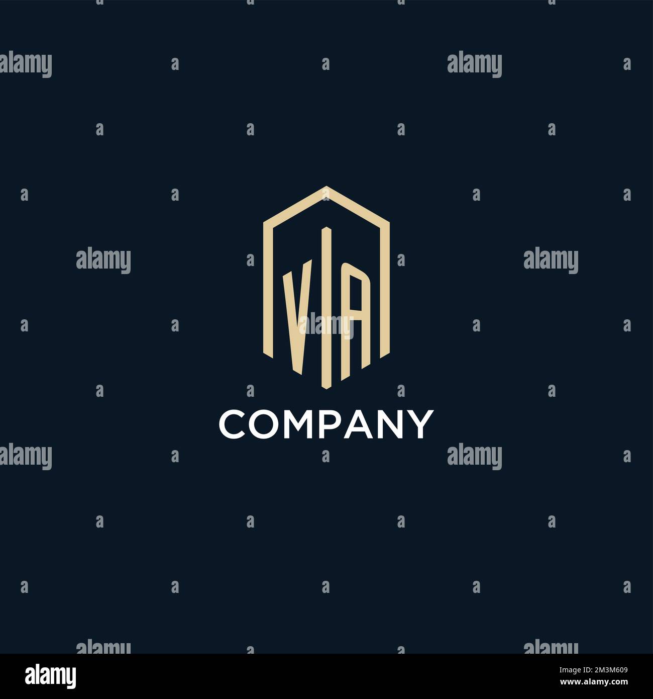 VA initial monogram logo with hexagonal shape style, real estate logo ...
