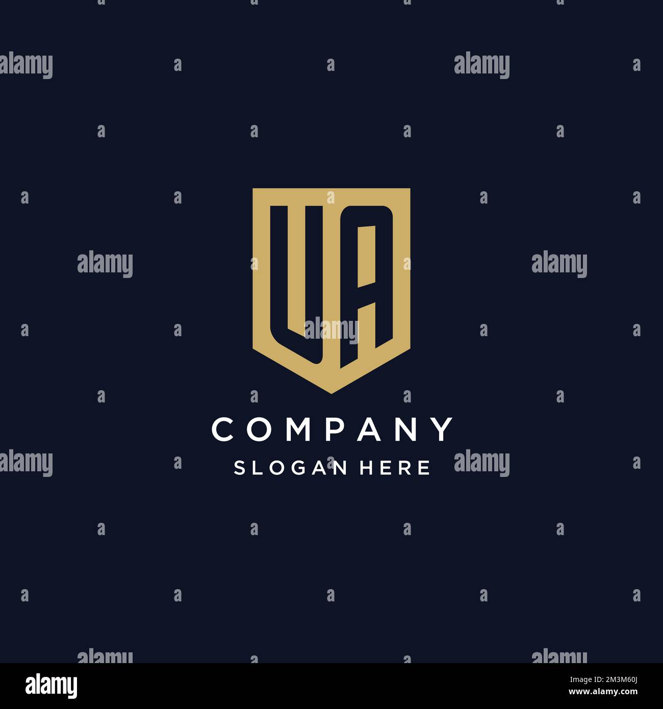 UA monogram initials logo design with shield icon template Stock Vector ...