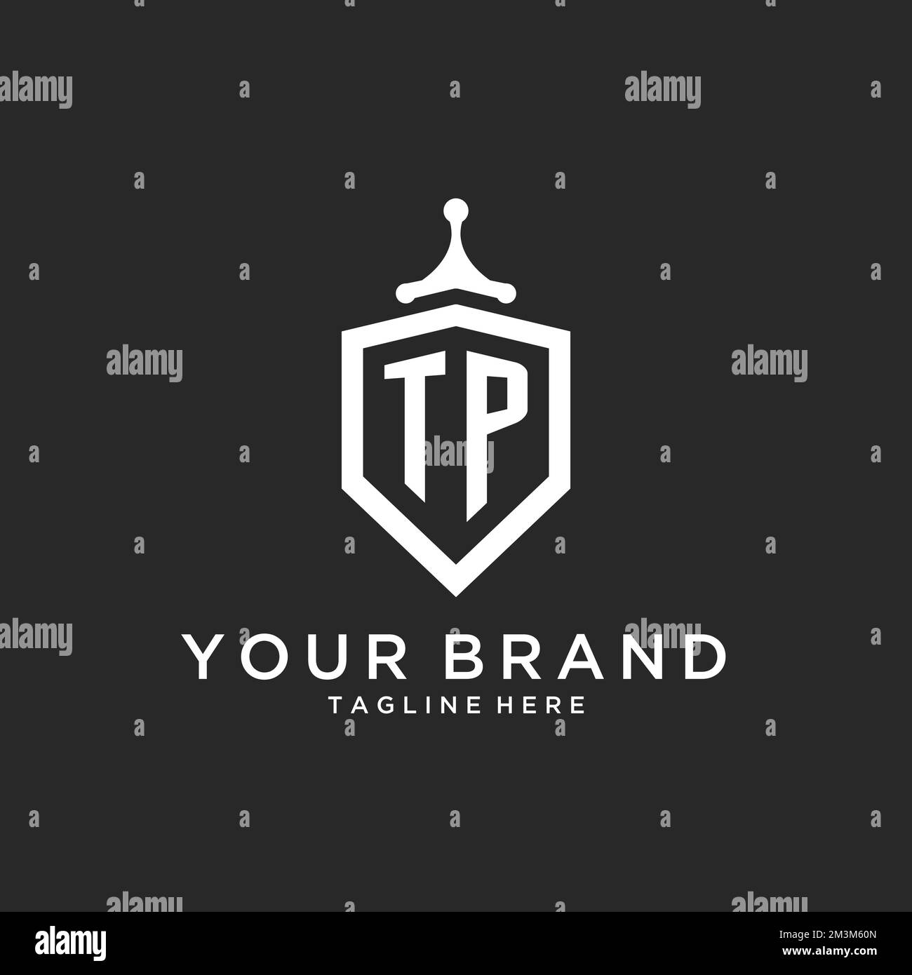 TP monogram logo initial with shield guard shape design ideas Stock ...