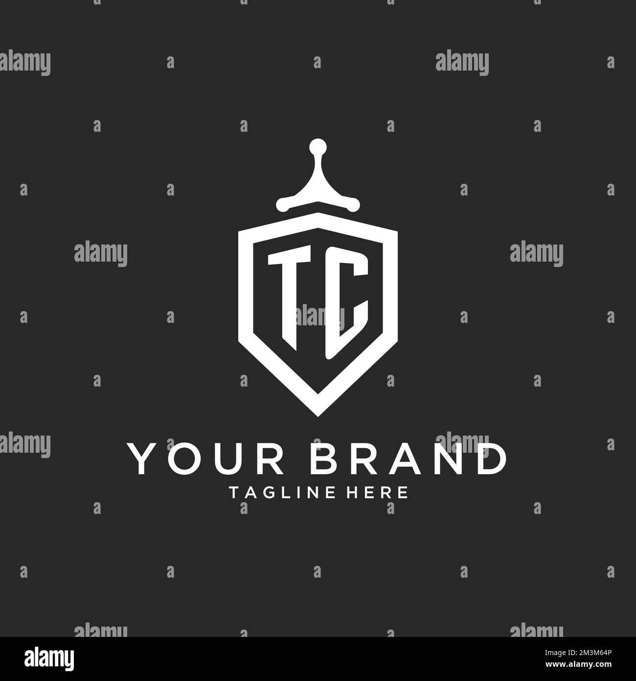 TC monogram logo initial with shield guard shape design ideas Stock ...