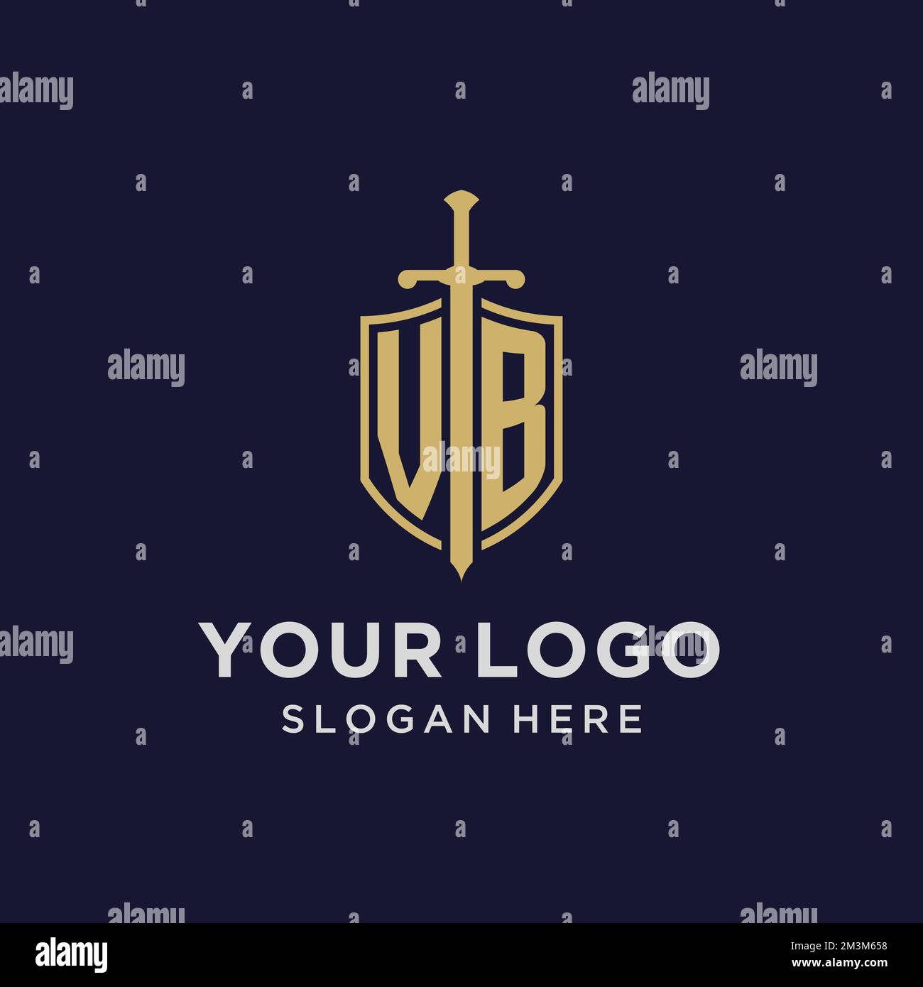 VB logo initial monogram with shield and sword design ideas Stock ...