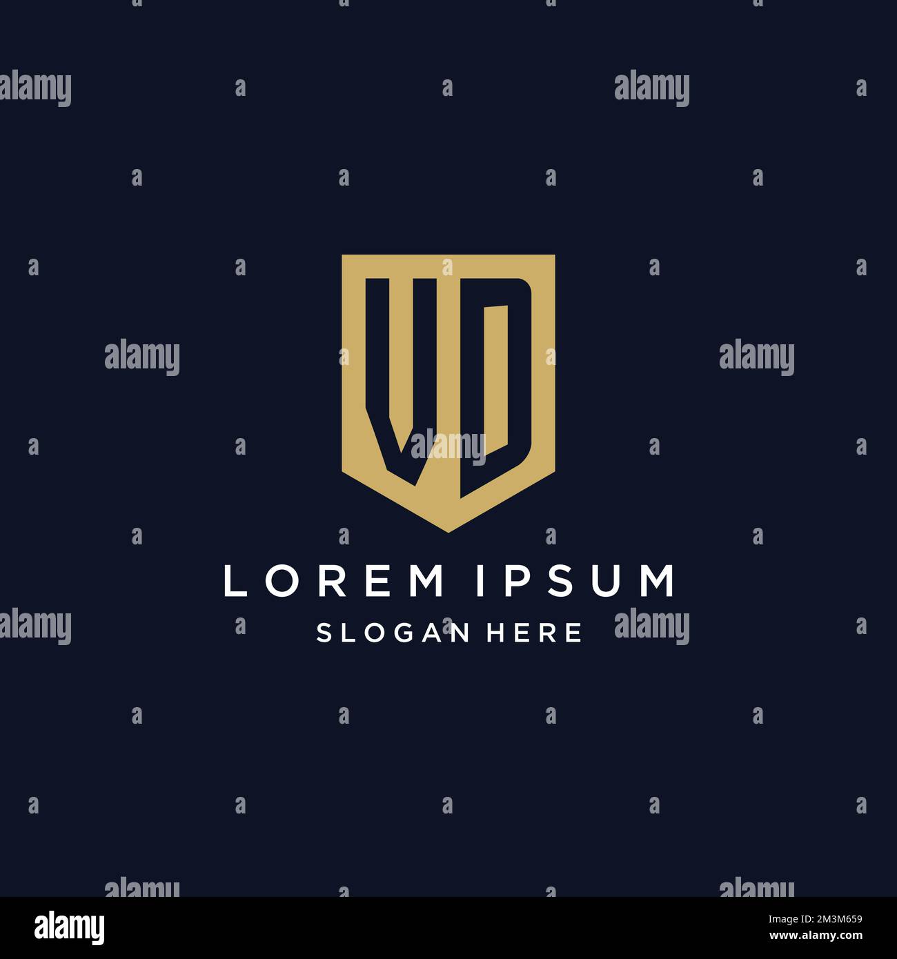 VD monogram initials logo design with shield icon template Stock Vector ...