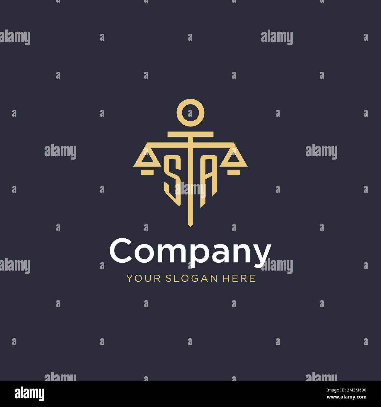 SA initial monogram logo with scale and pillar style design ideas Stock ...