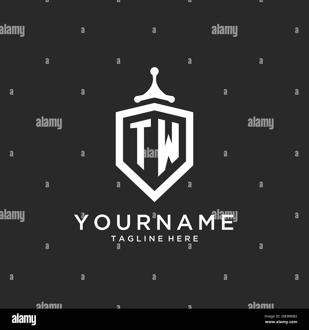 TW monogram logo initial with shield guard shape design ideas Stock ...