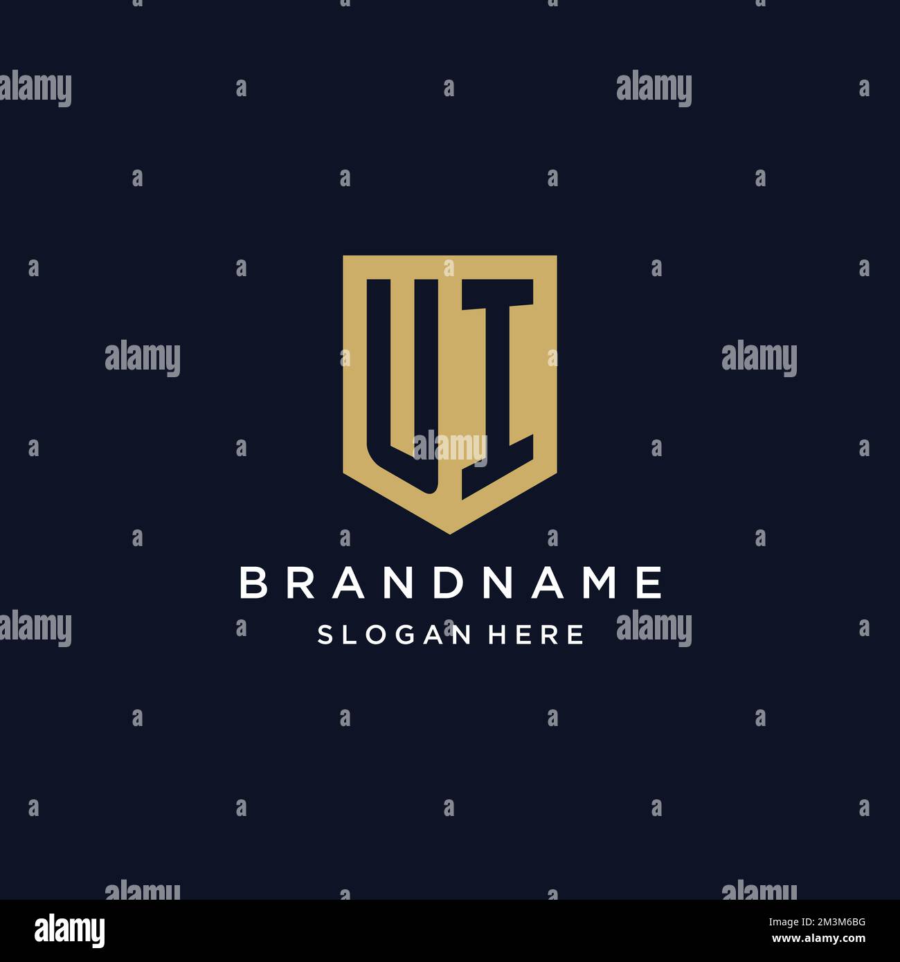 UI monogram initials logo design with shield icon template Stock Vector Image & Art - Alamy