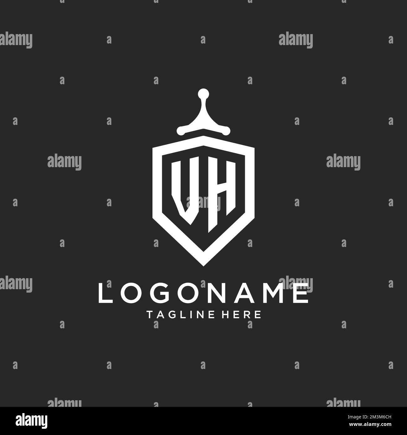 VH monogram logo initial with shield guard shape design ideas Stock ...