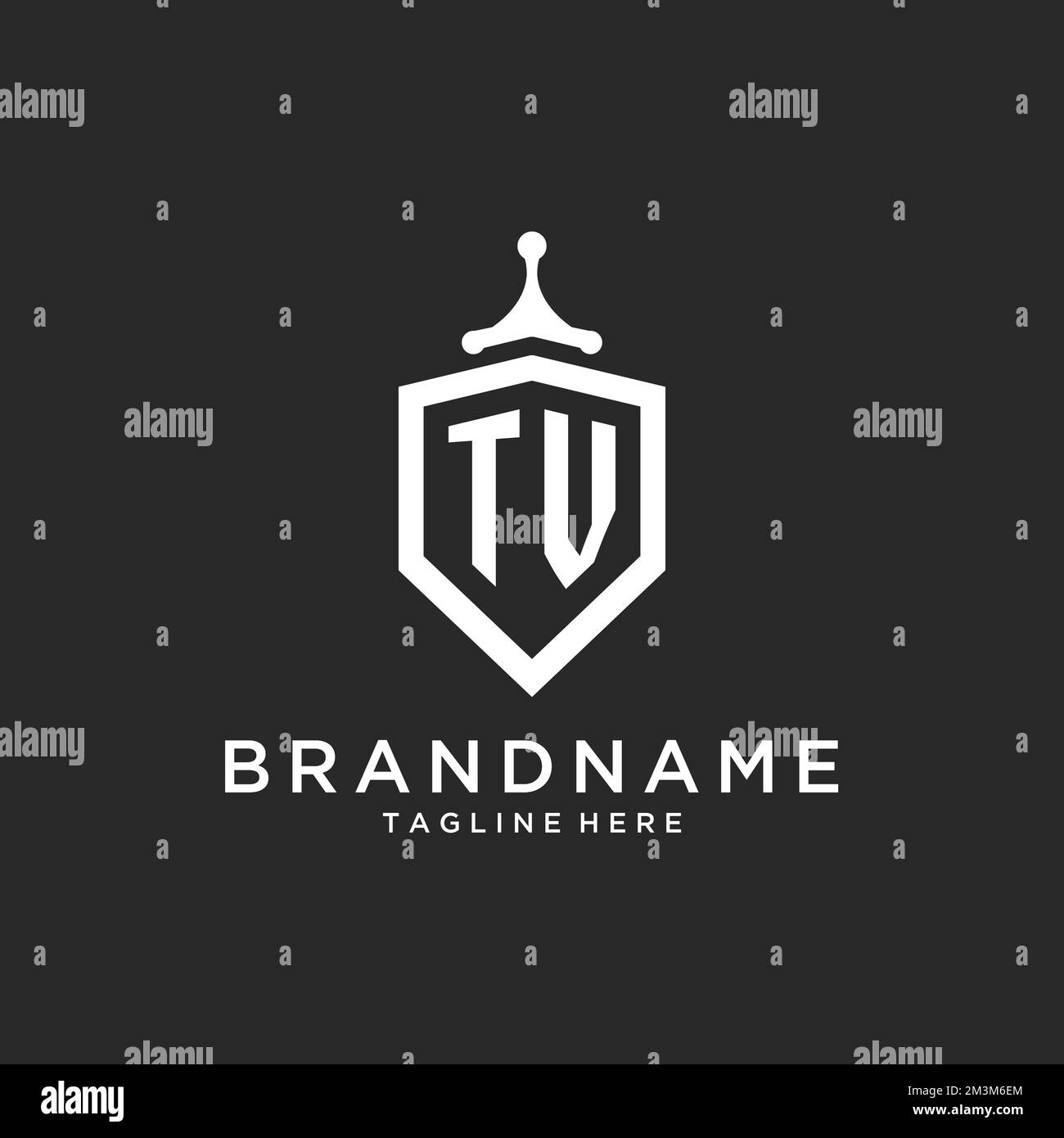 TV monogram logo initial with shield guard shape design ideas Stock ...