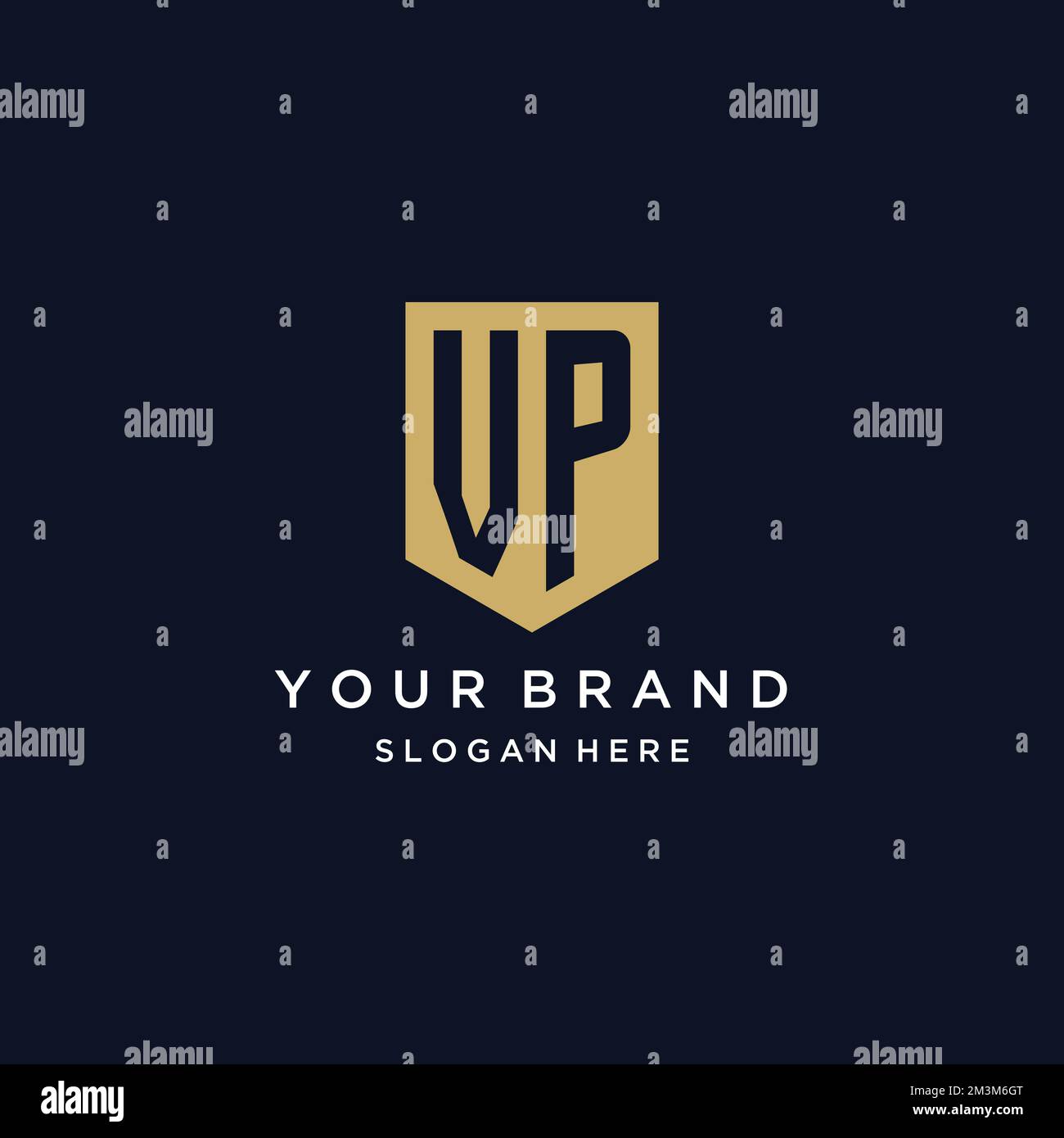 VP monogram initials logo design with shield icon template Stock Vector ...