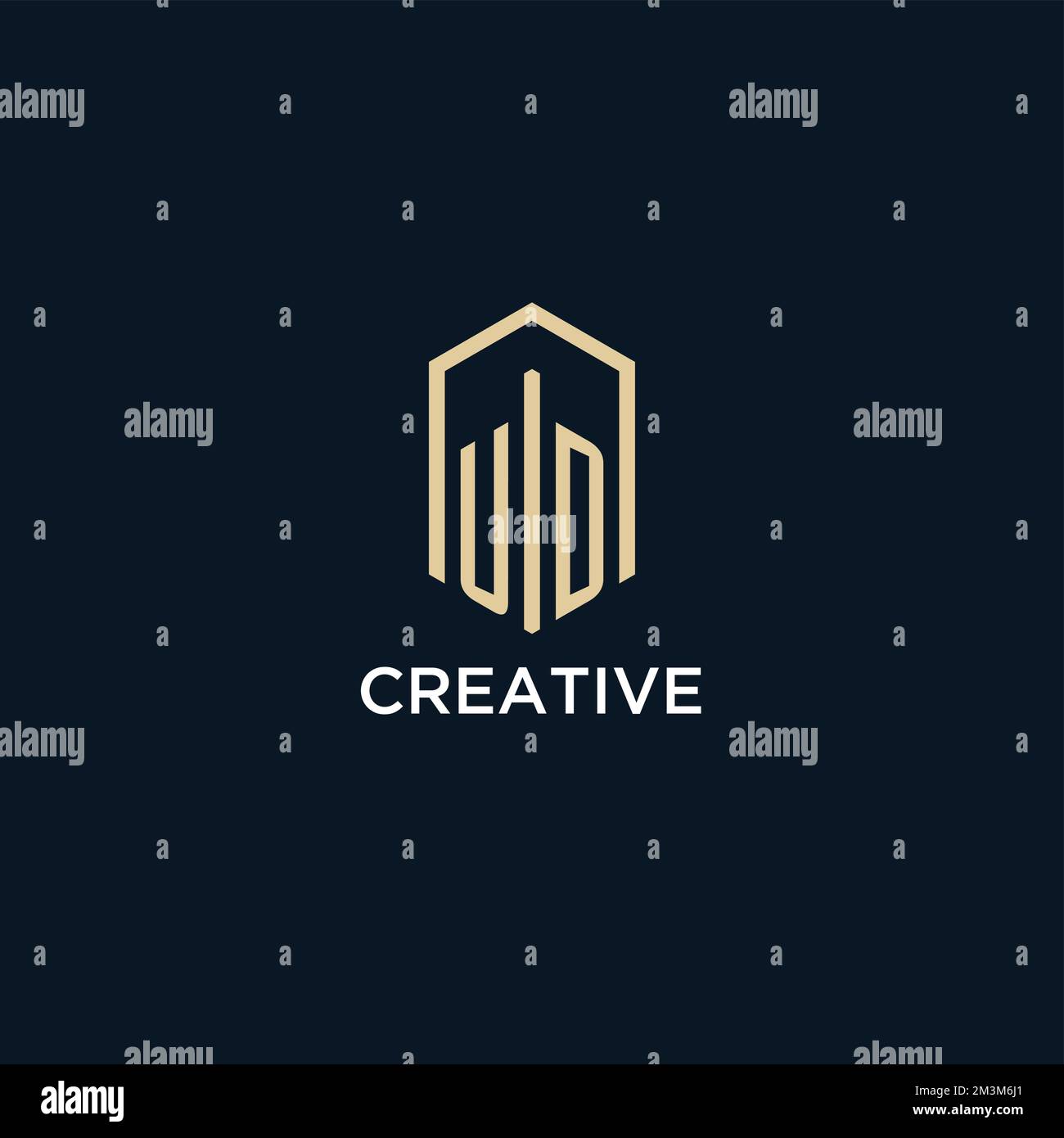UD initial monogram logo with hexagonal shape style, real estate logo ...