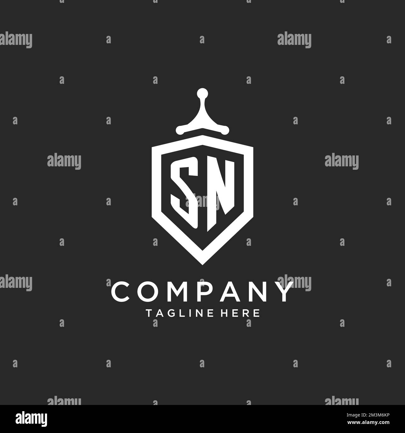 SN monogram logo initial with shield guard shape design ideas Stock ...