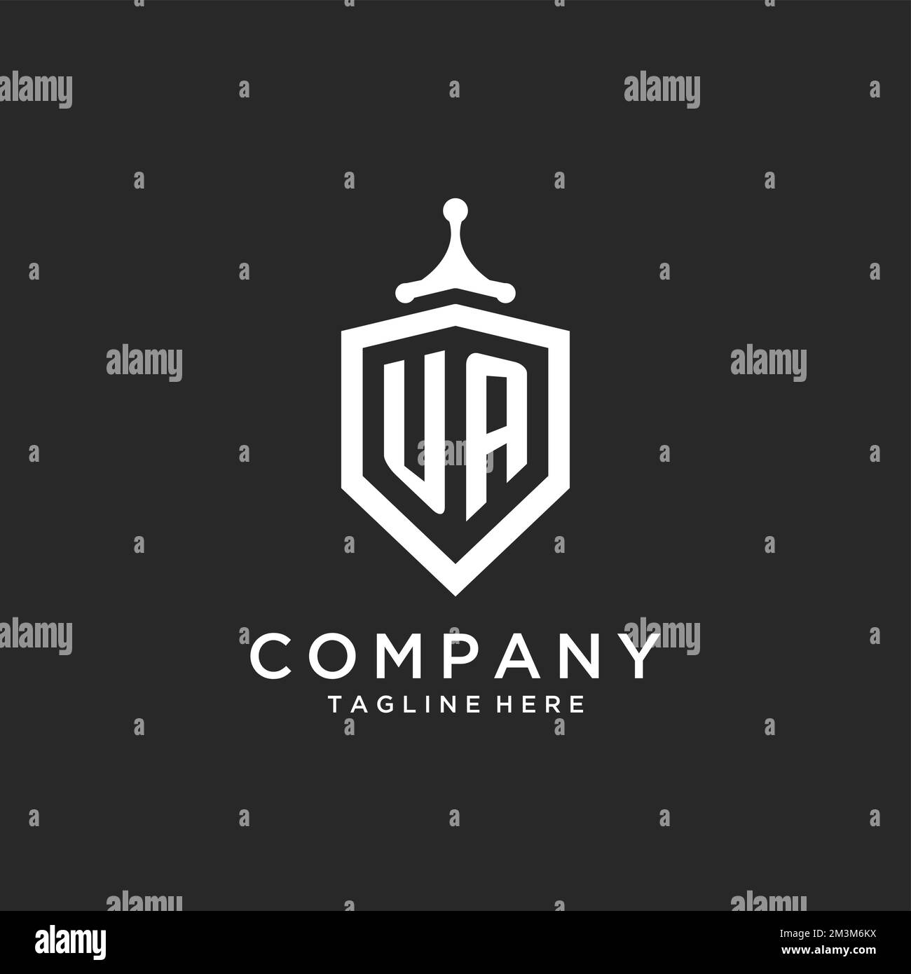 UA monogram logo initial with shield guard shape design ideas Stock ...