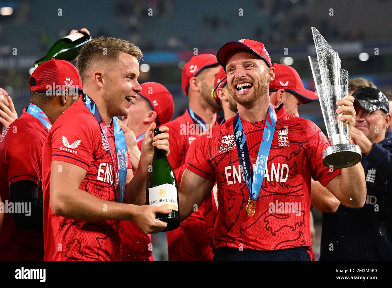 File photo dated 13-11-2022 of England's Sam Curran (left) and Jos ...