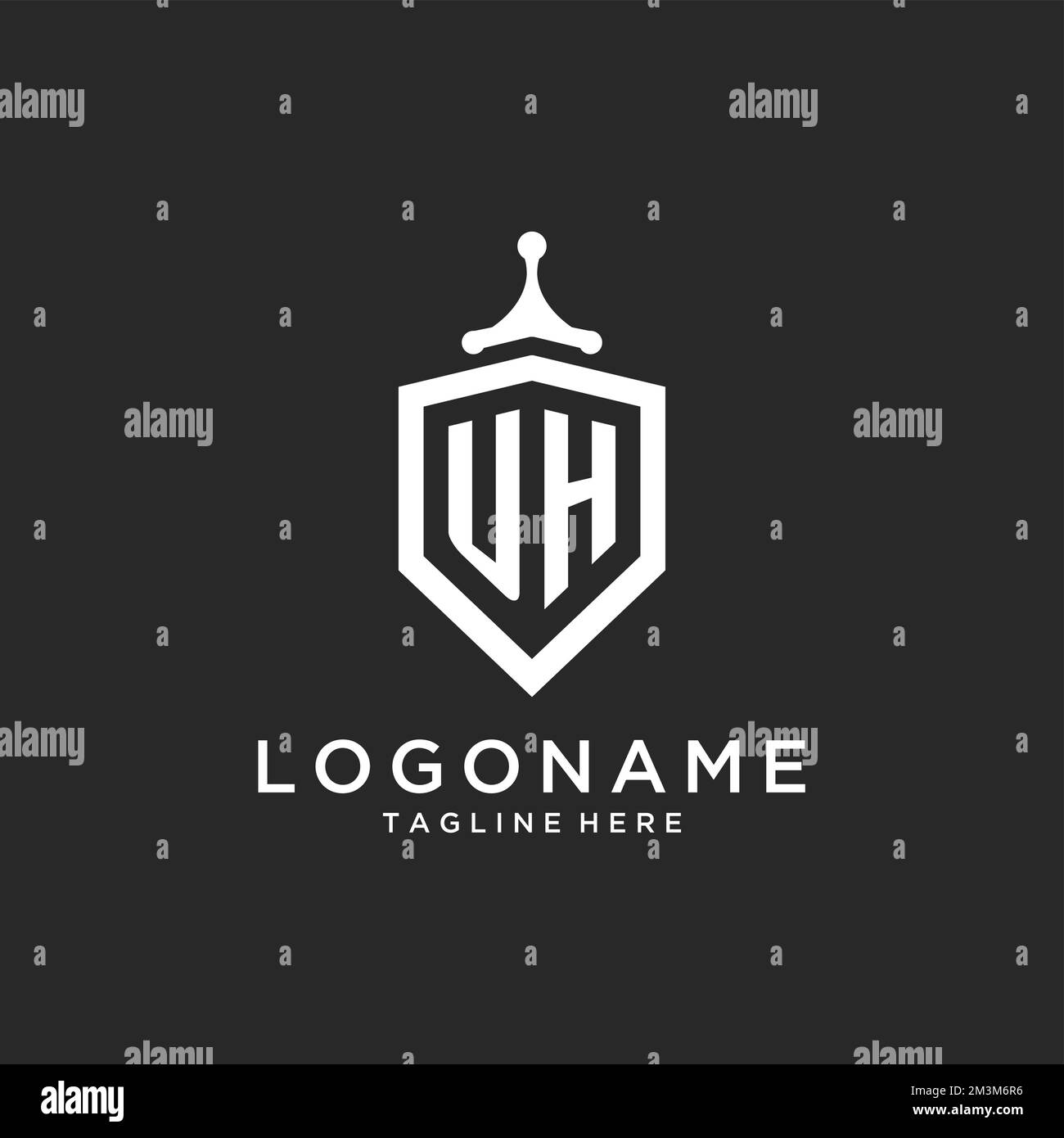 UH monogram logo initial with shield guard shape design ideas Stock ...