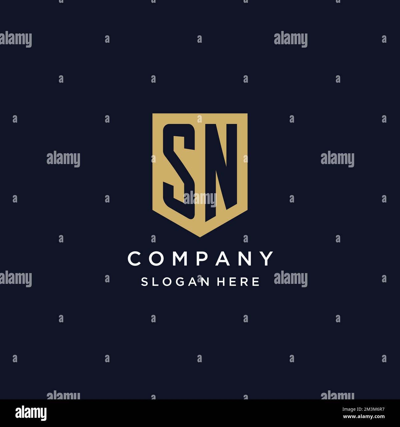 SN monogram initials logo design with shield icon template Stock Vector ...