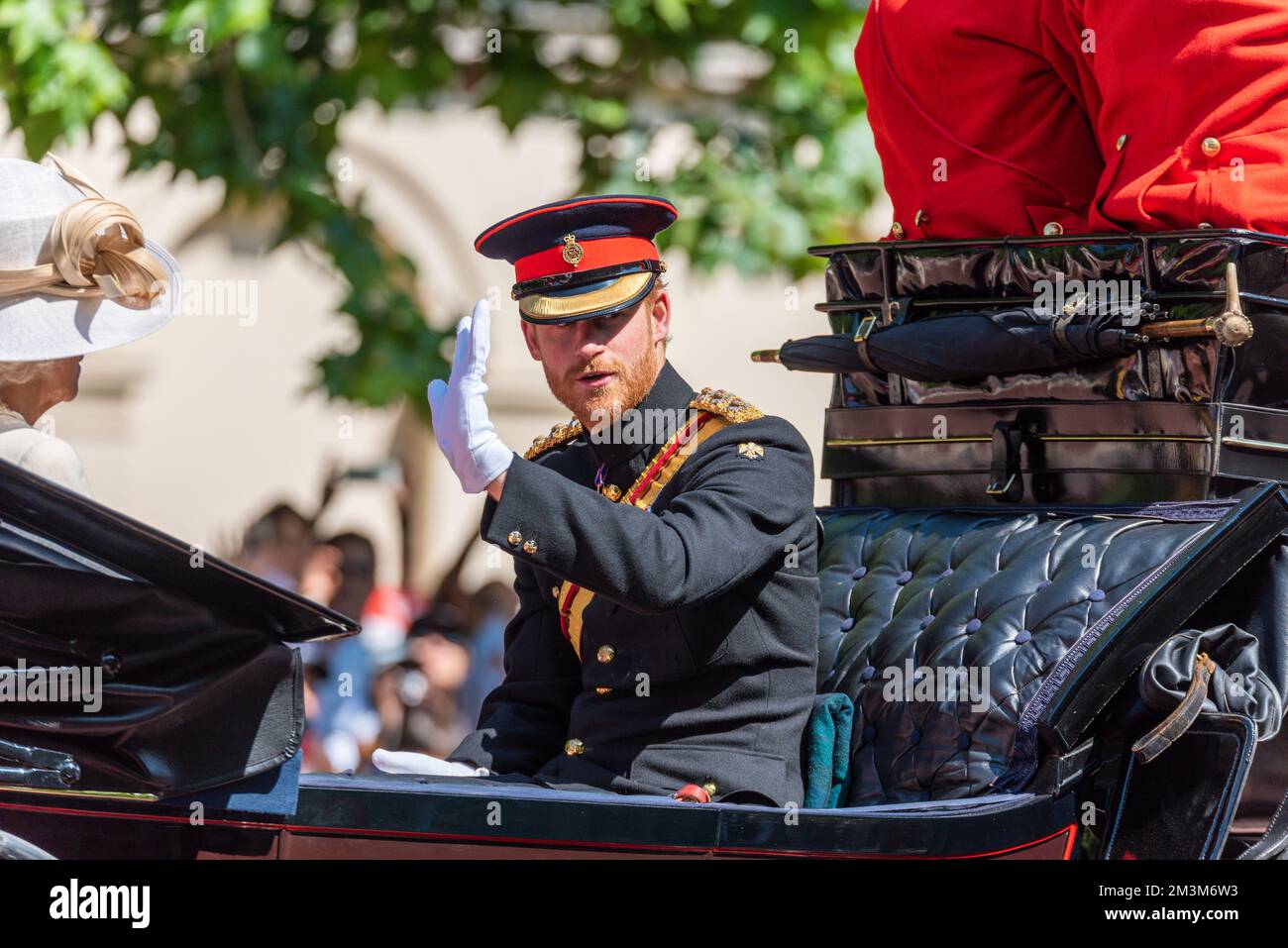 Prince Harry, Duke of Sussex, in British Army military uniform riding ...