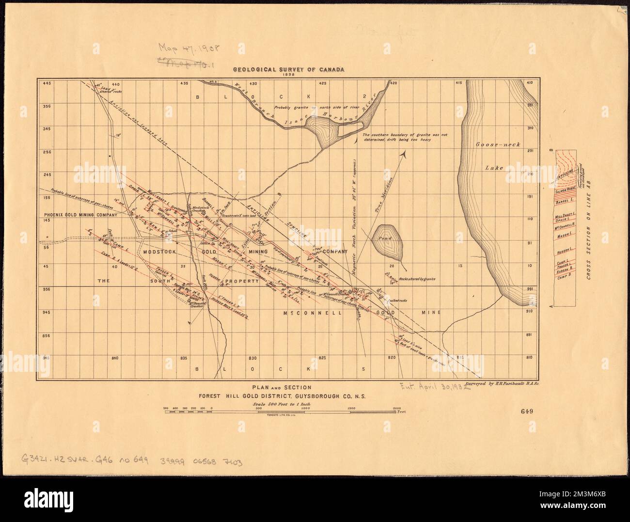 Plan and section Forest Hill gold district, Guysborough Co., N.S ...