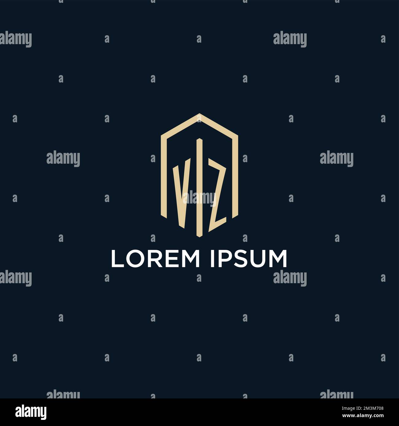 VZ initial monogram logo with hexagonal shape style, real estate logo ...
