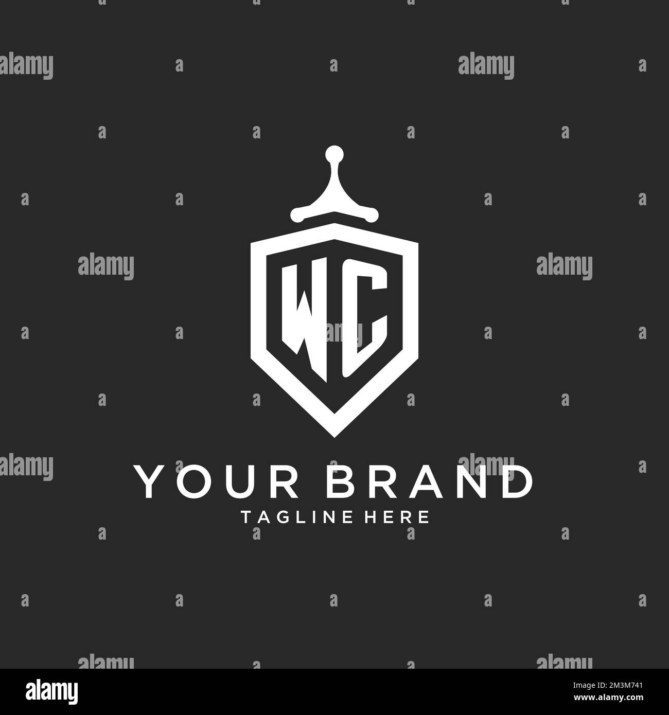 WC monogram logo initial with shield guard shape design ideas Stock ...
