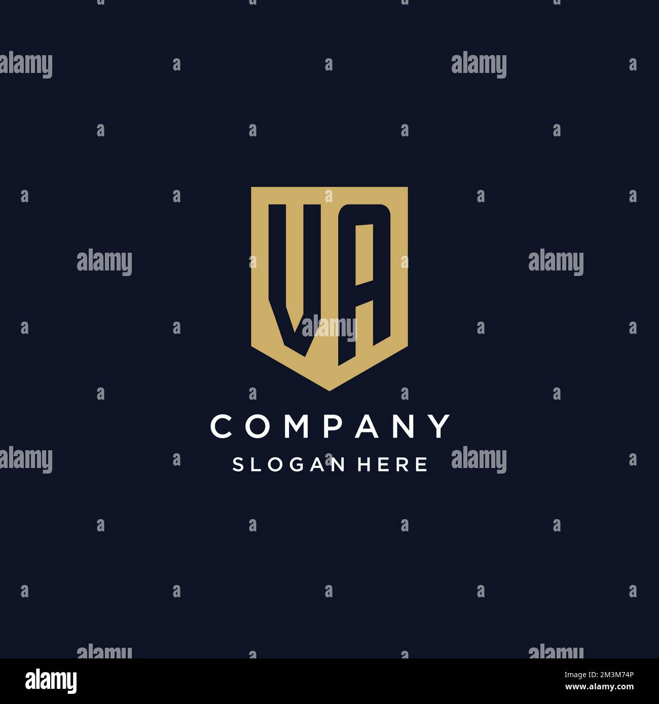 VA monogram initials logo design with shield icon template Stock Vector ...