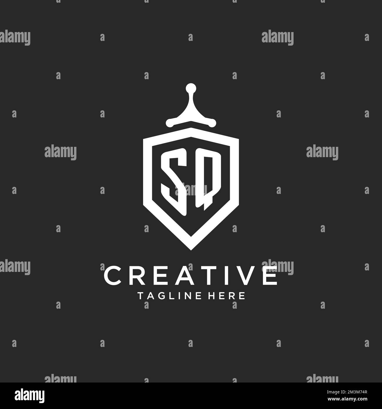 SQ monogram logo initial with shield guard shape design ideas Stock ...