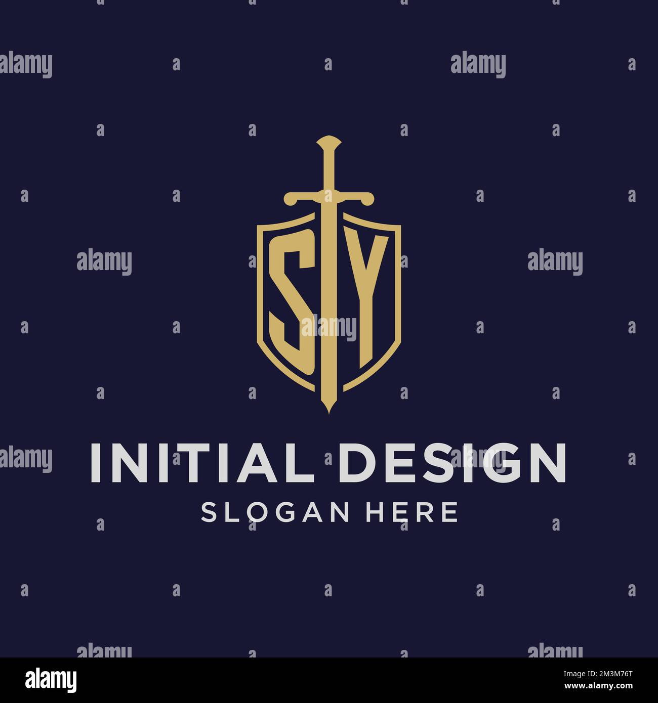 SY logo initial monogram with shield and sword design ideas Stock ...