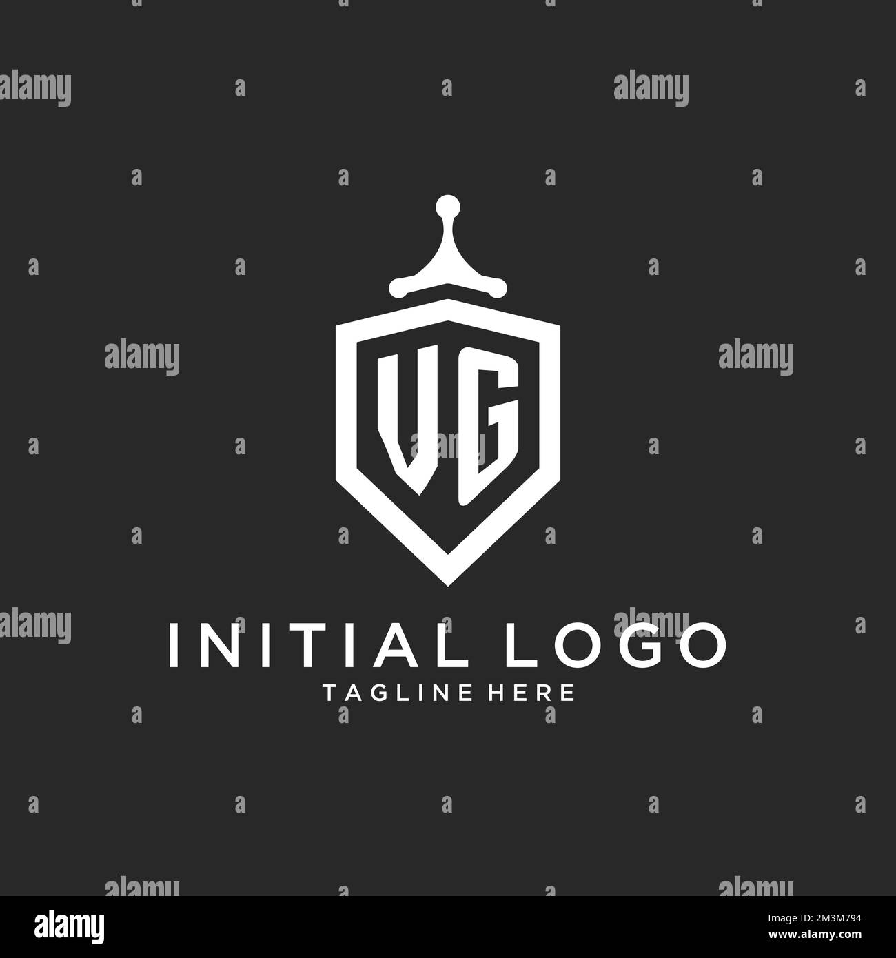 VG monogram logo initial with shield guard shape design ideas Stock ...