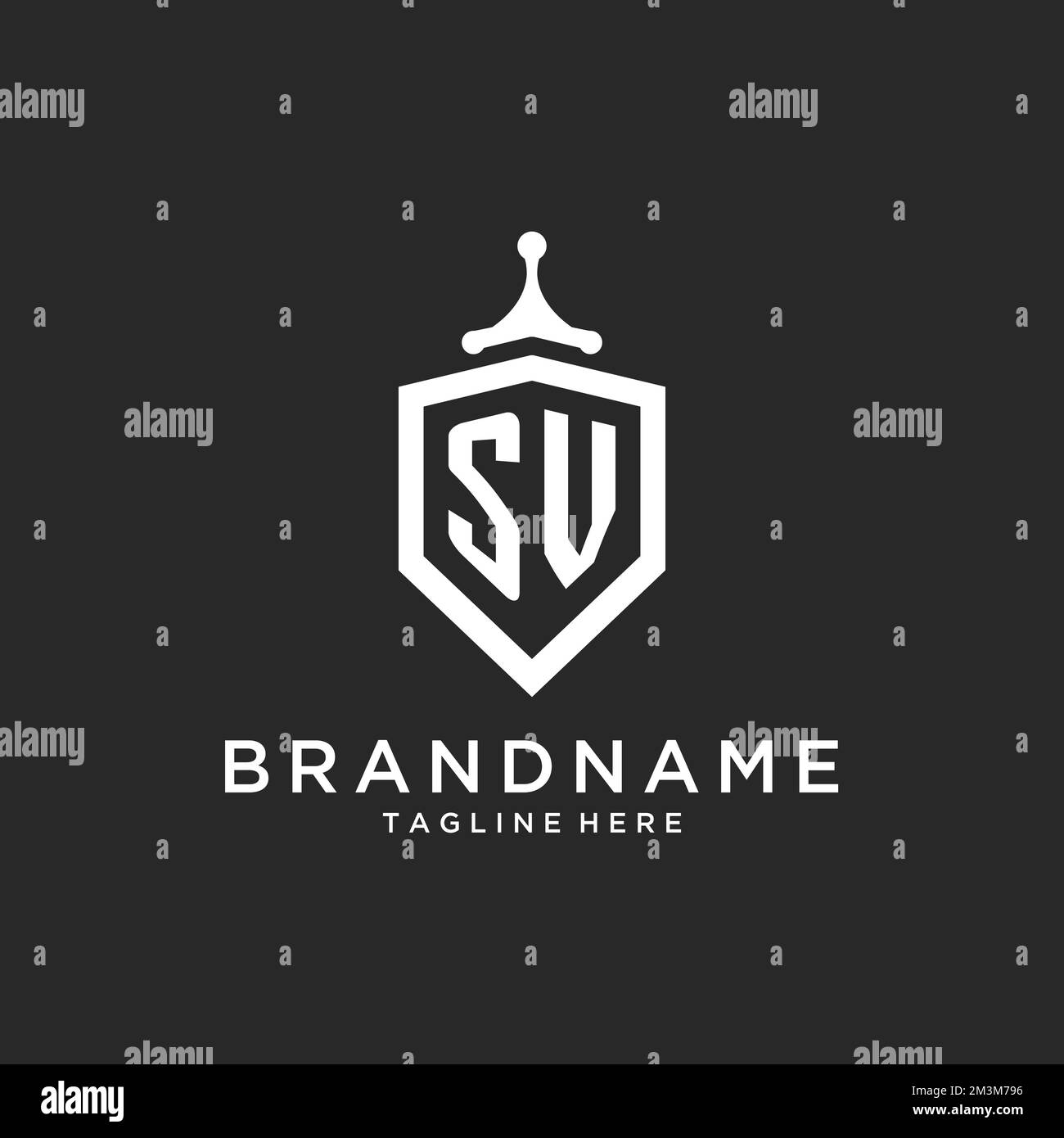 SV monogram logo initial with shield guard shape design ideas Stock ...