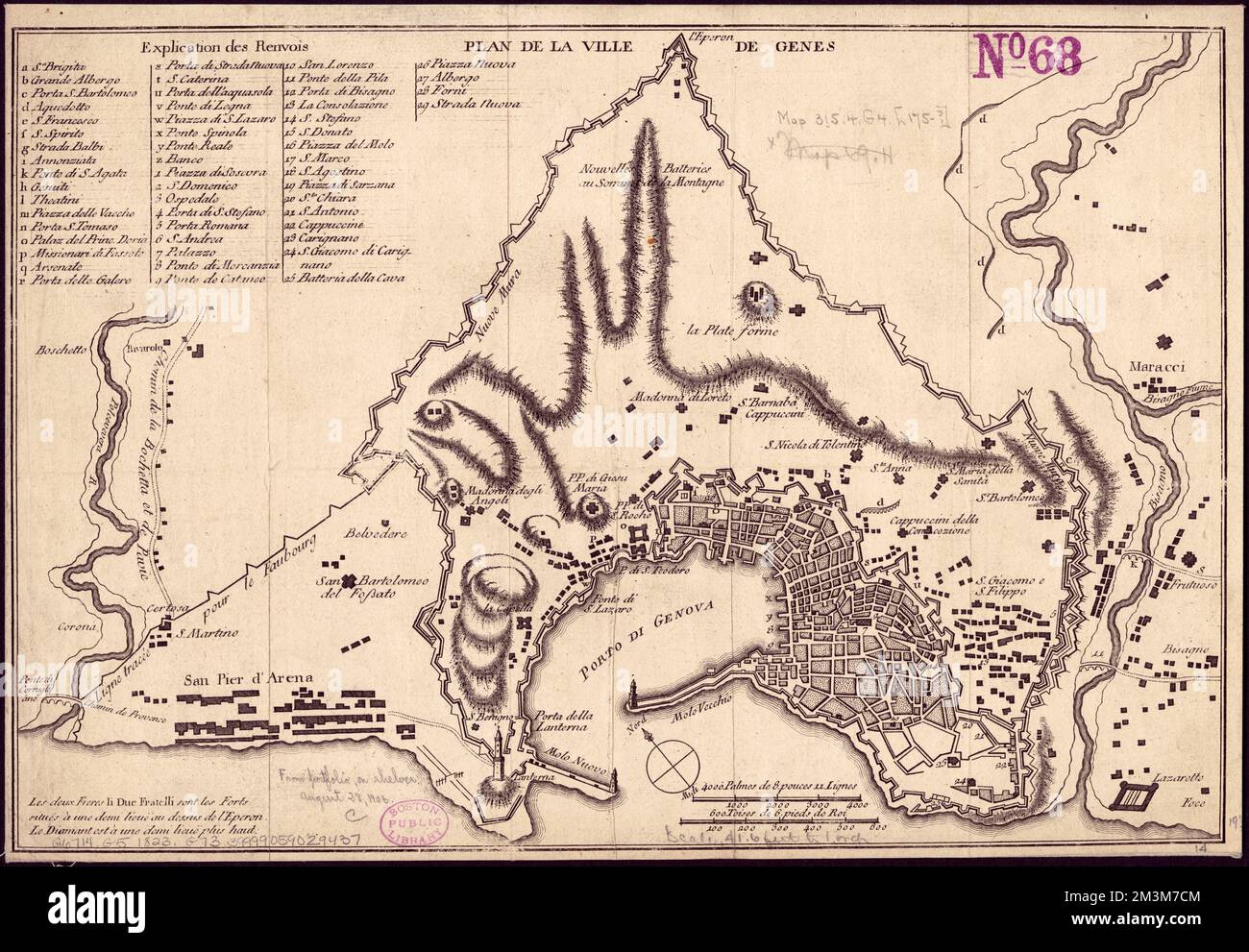 Plan de la ville de Genes , Genoa Italy, Maps Norman B. Leventhal Map ...