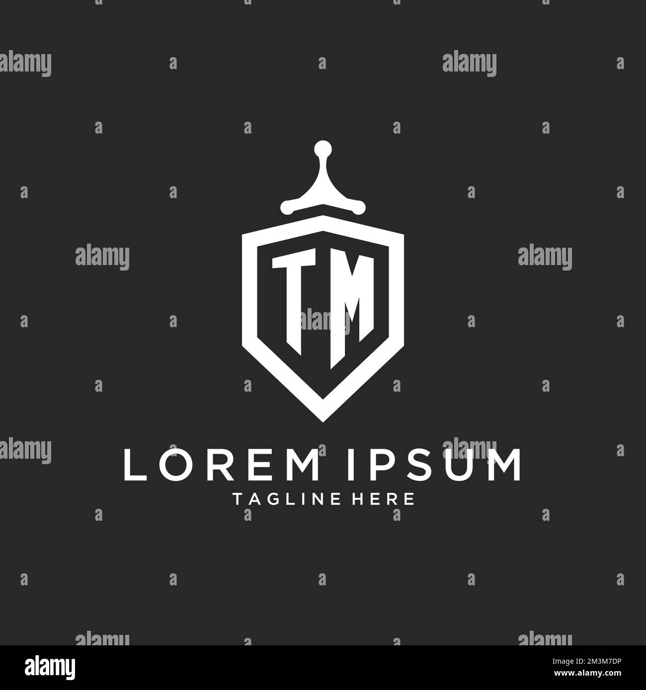 TM monogram logo initial with shield guard shape design ideas Stock Vector Image & Art - Alamy