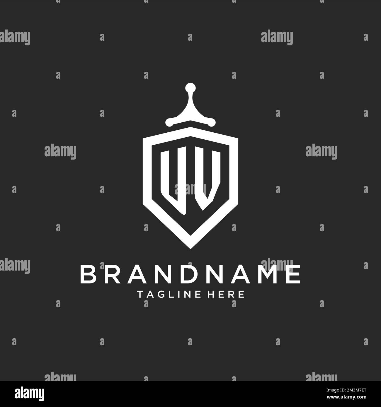 UV monogram logo initial with shield guard shape design ideas Stock ...