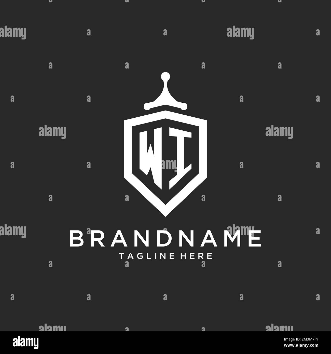 WI monogram logo initial with shield guard shape design ideas Stock ...