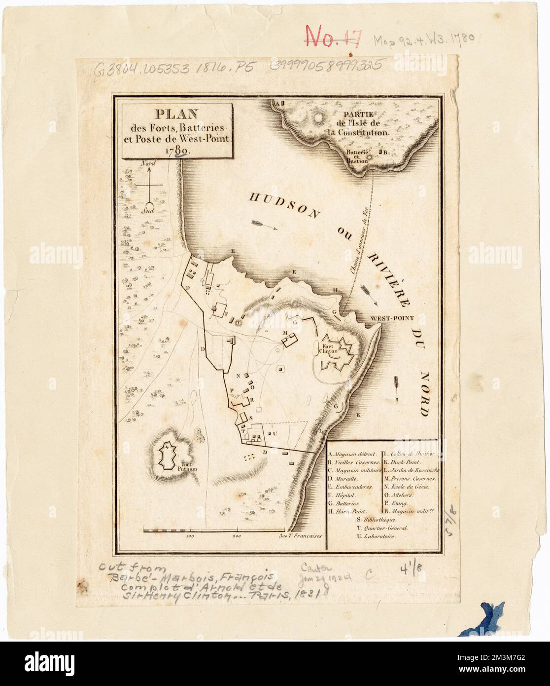 Plan des forts, batteries et poste de West-Point, 1780 , Fortification ...