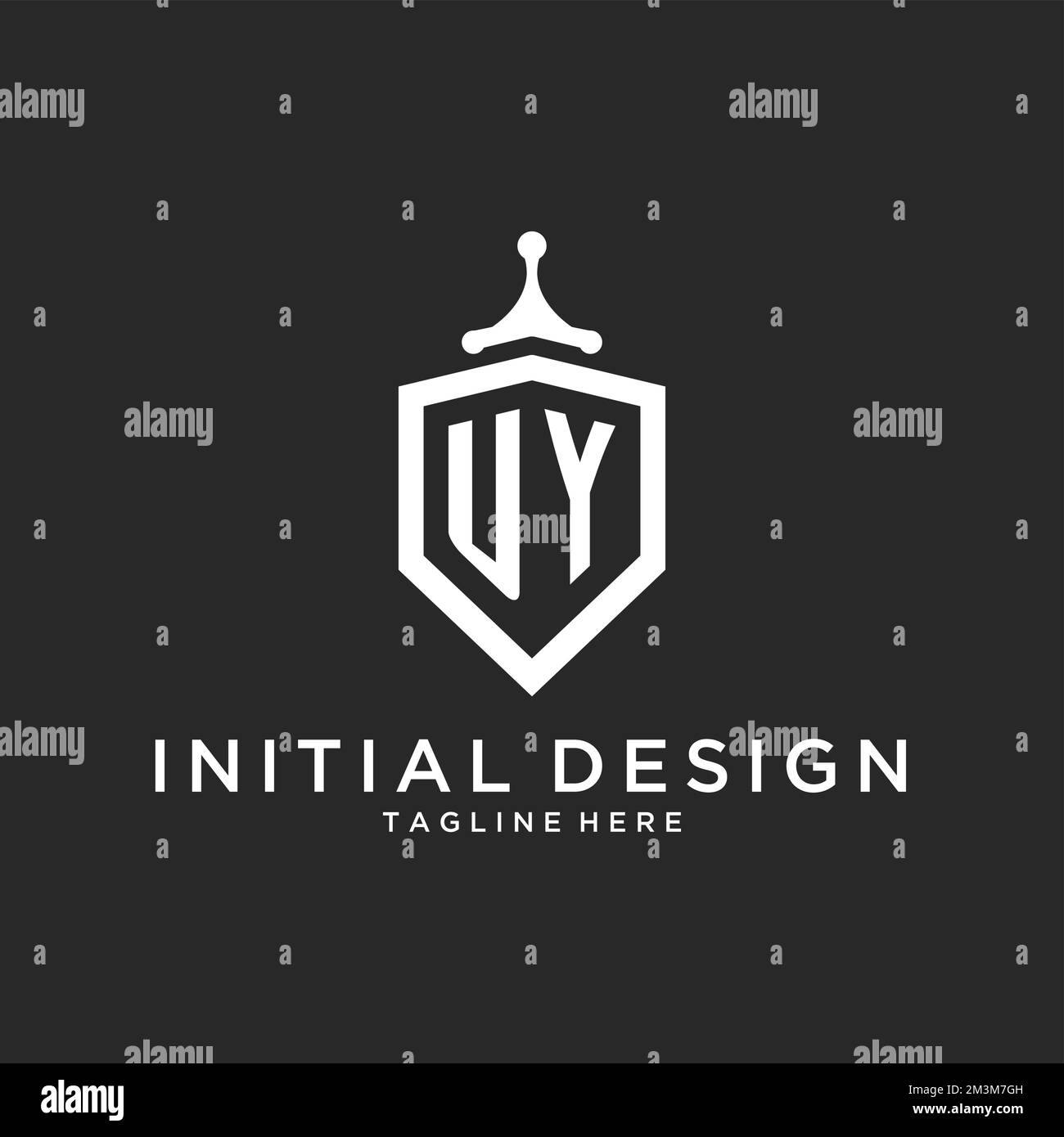 UY monogram logo initial with shield guard shape design ideas Stock ...