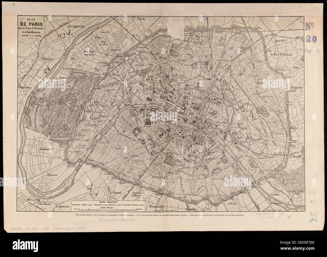 Plan de Paris avec les projets de percements, et d'embellissements ...