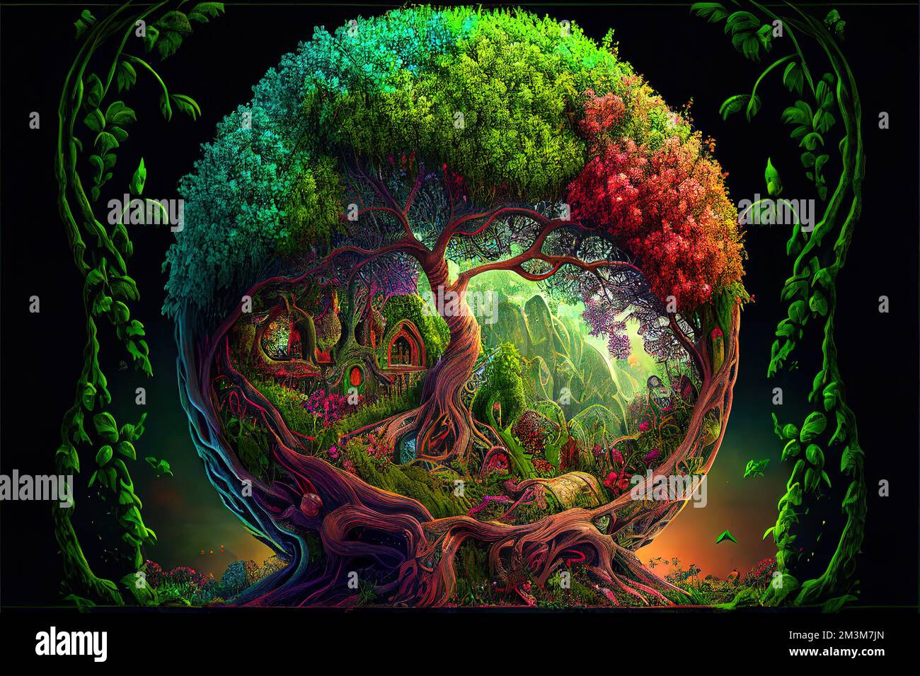 abstract tree of life and desires generating love on valentine's day ...