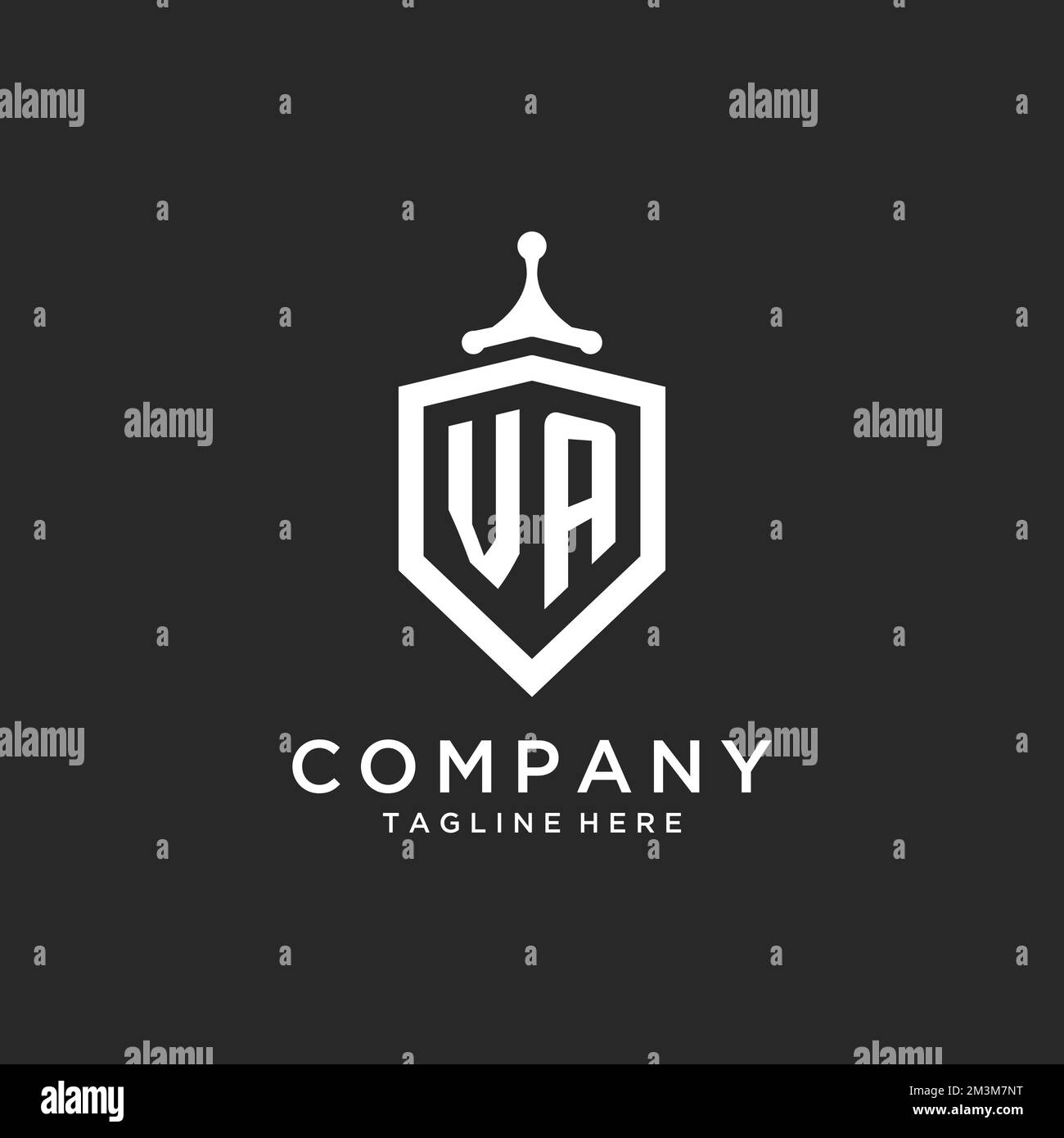 VA monogram logo initial with shield guard shape design ideas Stock ...