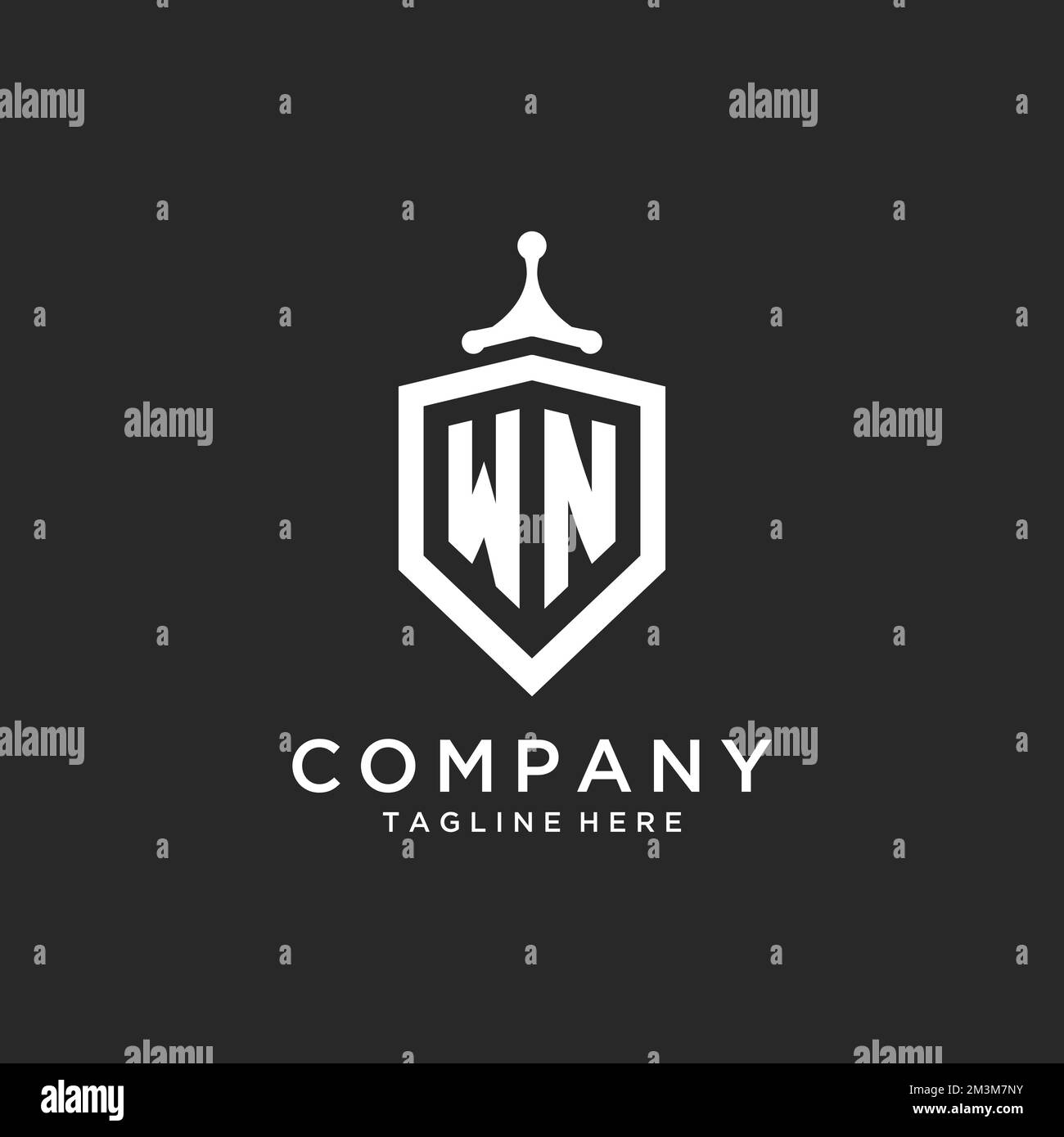WN monogram logo initial with shield guard shape design ideas Stock ...
