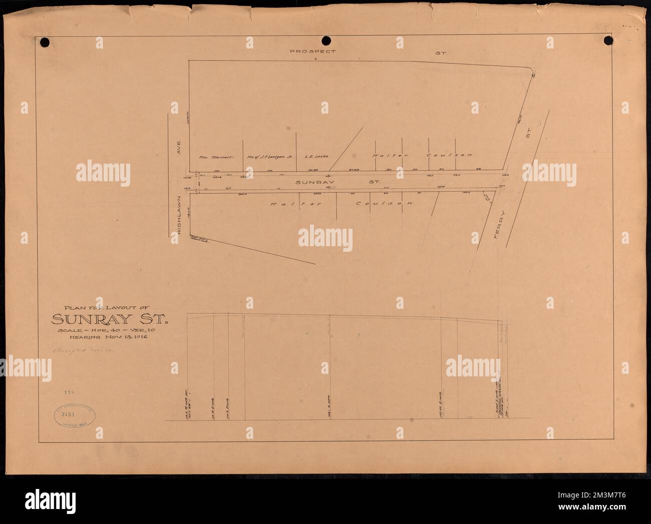 Plan for layout of Sunray St. , Streets. Lawrence Stock Photo - Alamy
