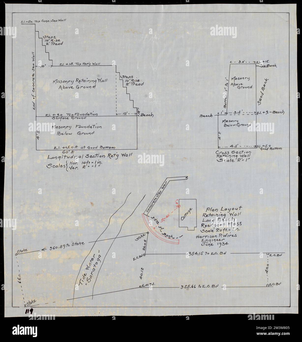Plan layout retaining wall, Long Beach, Rockport, Mass. , Retaining ...
