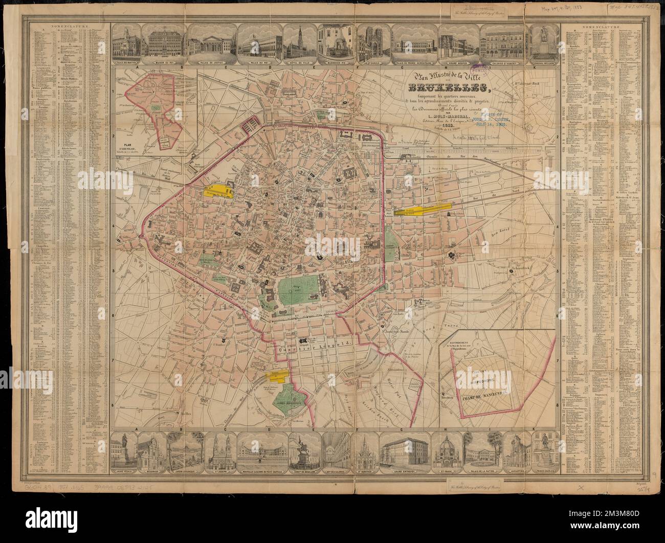 Plan illustré de la Ville de Bruxelles, comprenant les quartiers ...
