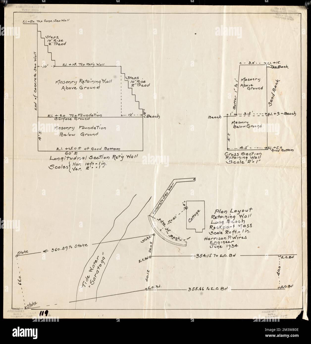 Plan layout retaining wall, Long Beach, Rockport, Mass. , Retaining ...