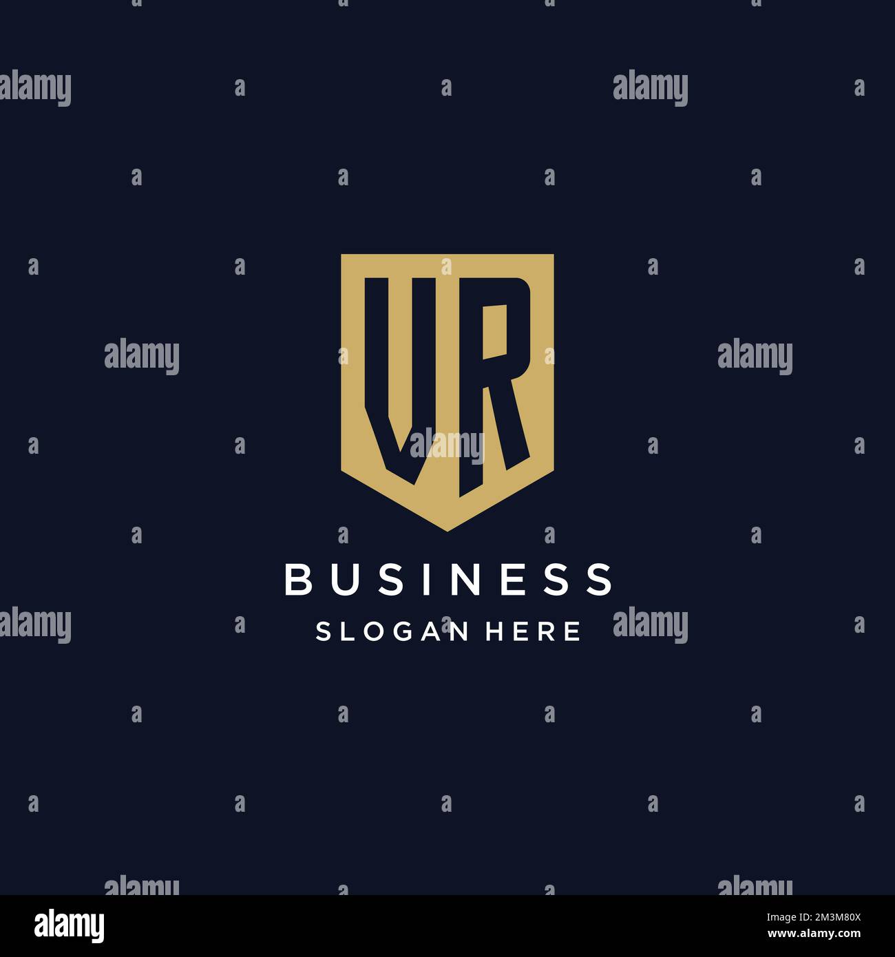 VR monogram initials logo design with shield icon template Stock Vector ...