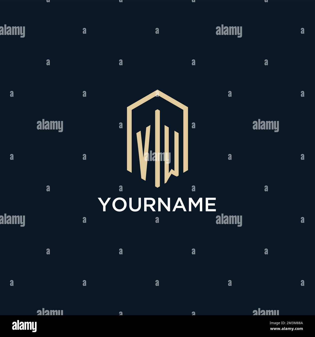 VW initial monogram logo with hexagonal shape style, real estate logo design ideas inspiration ...