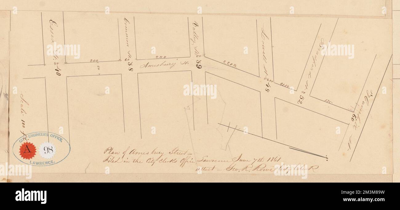Plan of Amesbury Street , Streets. Lawrence Stock Photo - Alamy