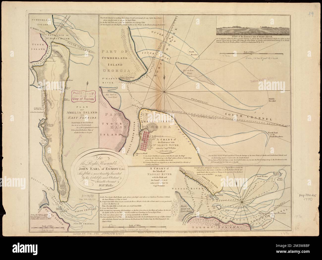 Plan of Amelia Island in East Florida : A chart of the entrance into St ...