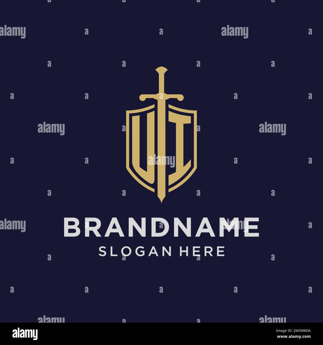 UI logo initial monogram with shield and sword design ideas Stock Vector Image & Art - Alamy