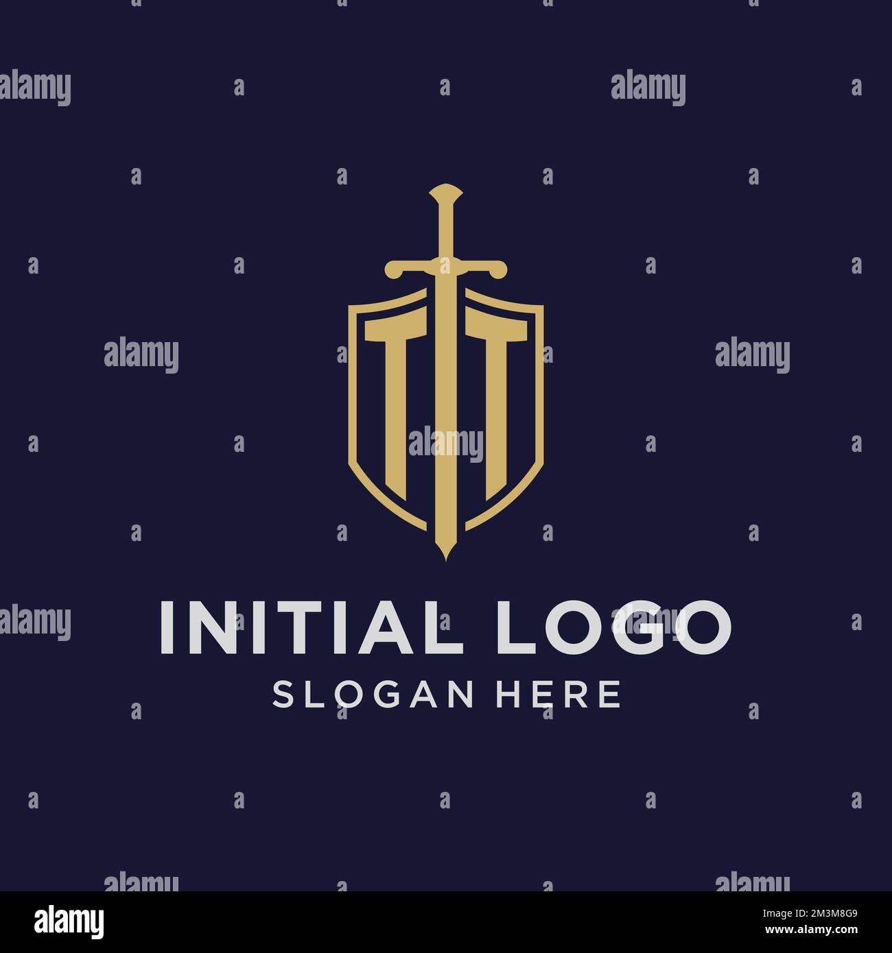 TT logo initial monogram with shield and sword design ideas Stock ...