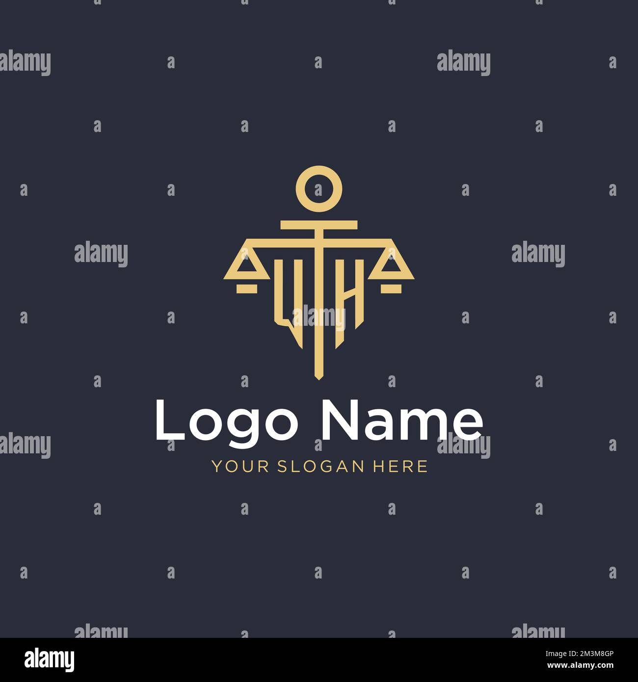 WH initial monogram logo with scale and pillar style design ideas Stock ...