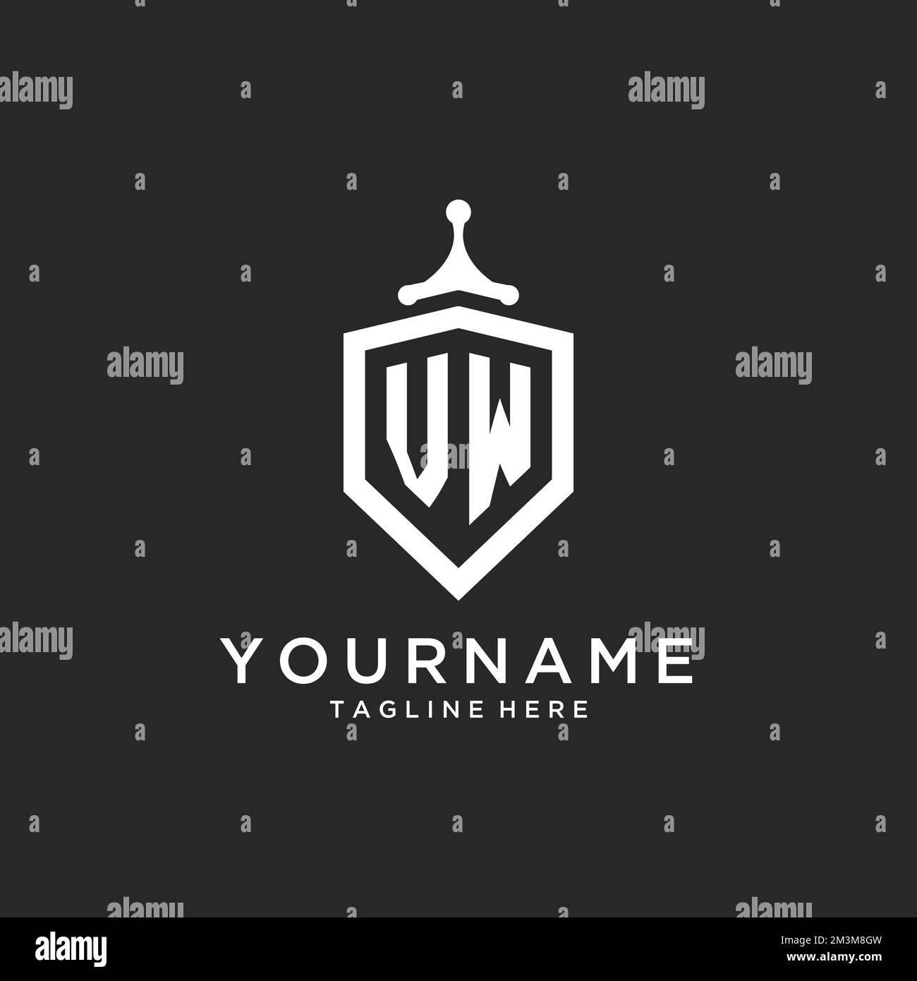 VW monogram logo initial with shield guard shape design ideas Stock ...