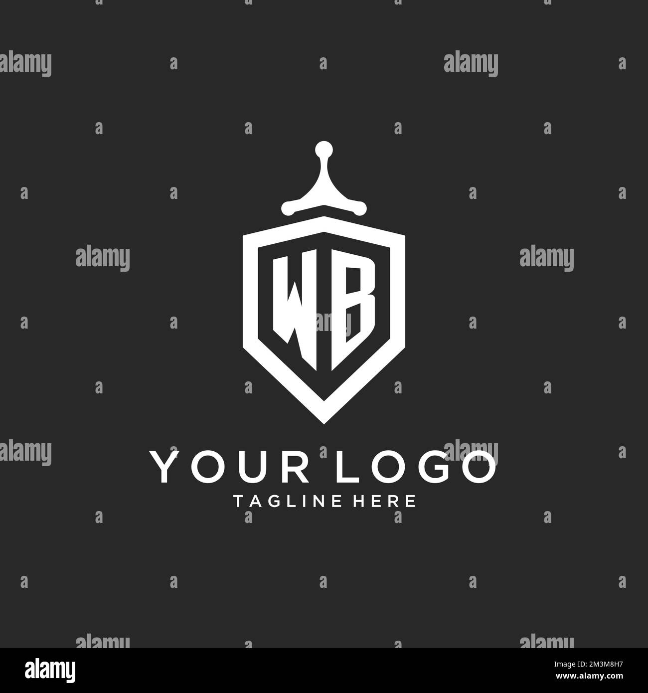 WB monogram logo initial with shield guard shape design ideas Stock ...